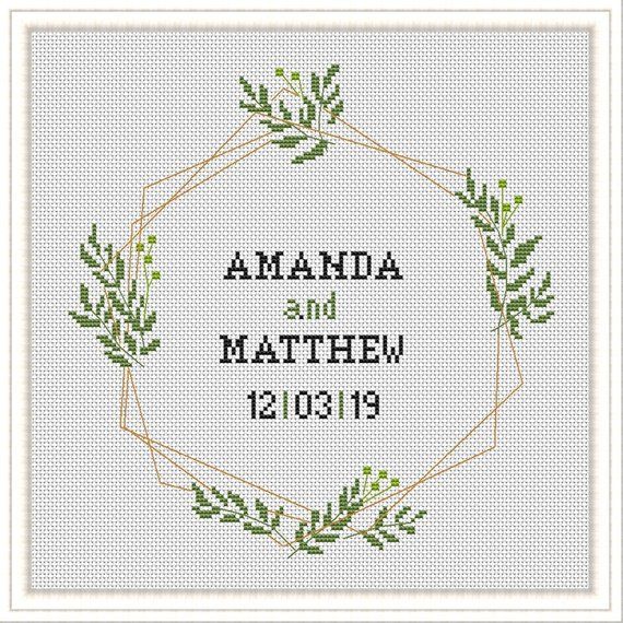 Custom Wedding Cross Stitch Pattern for Couple Modern Gifts | Etsy
